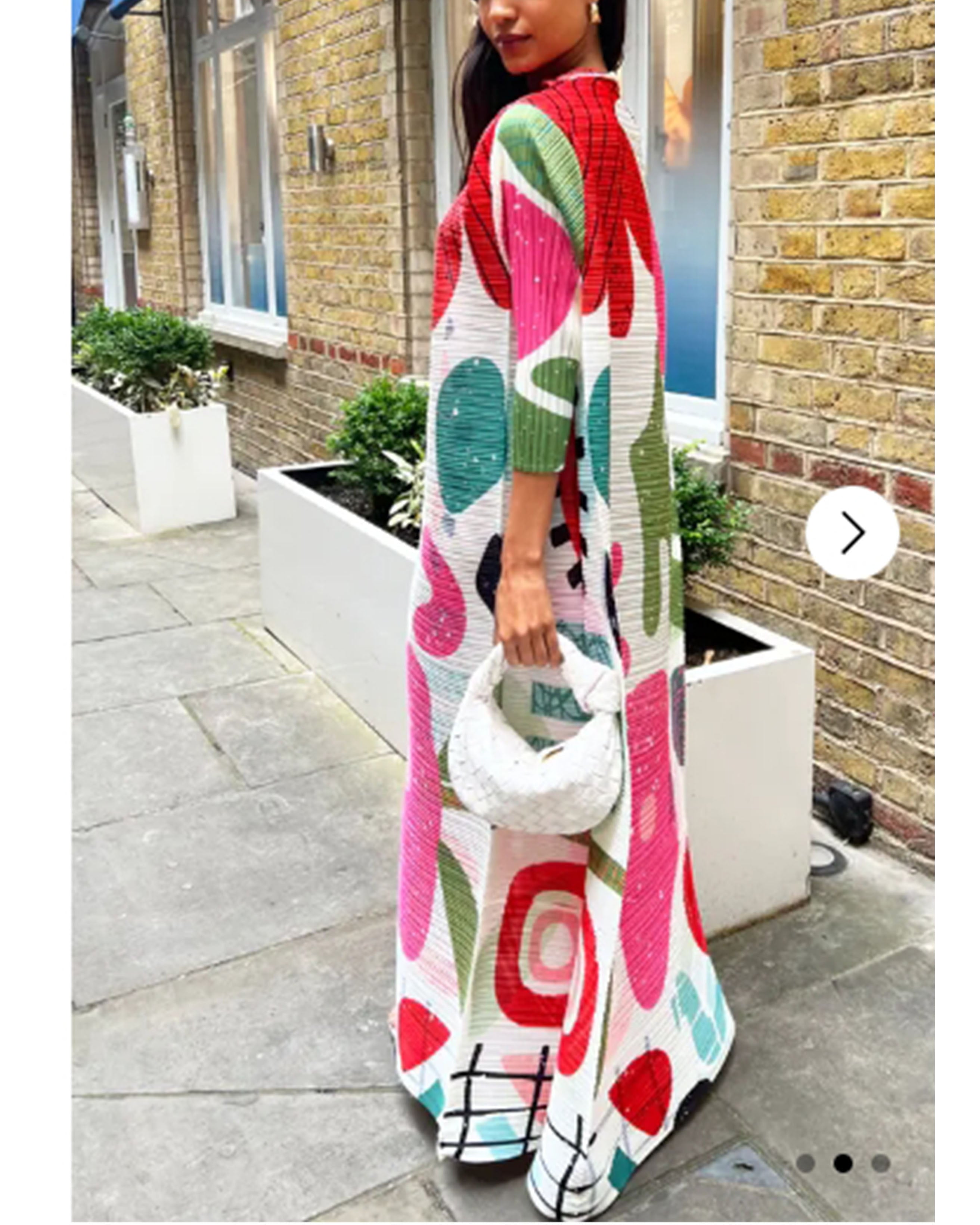 Multi Color Print Pleated Dress in three quarter sleeves in floral pri – CY Boutique