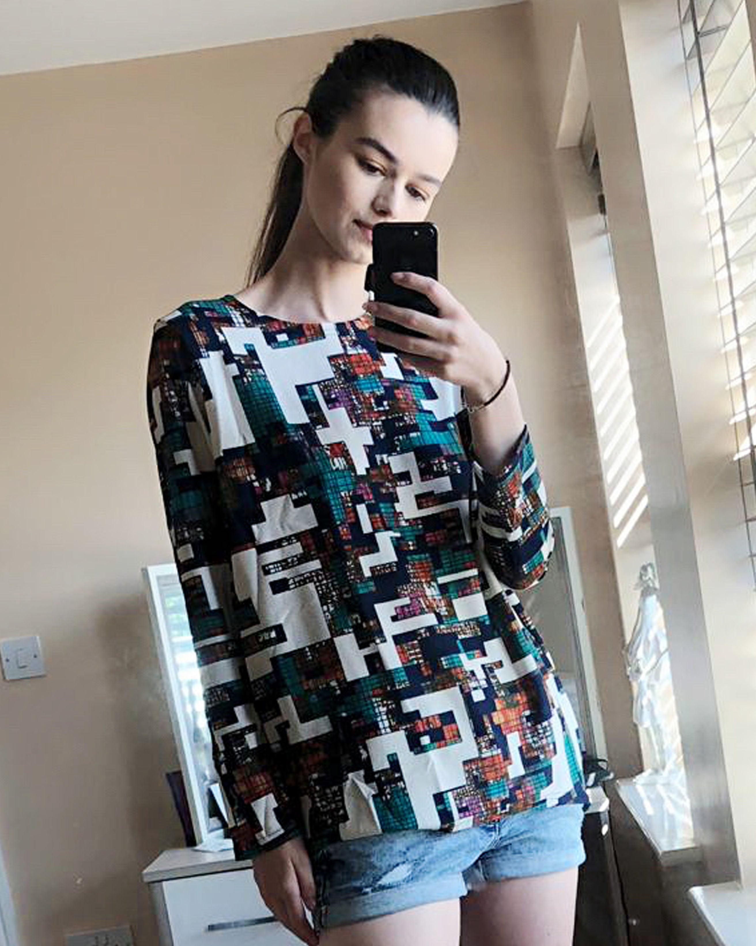 Multi color check print top (BLUE) – CY Boutique