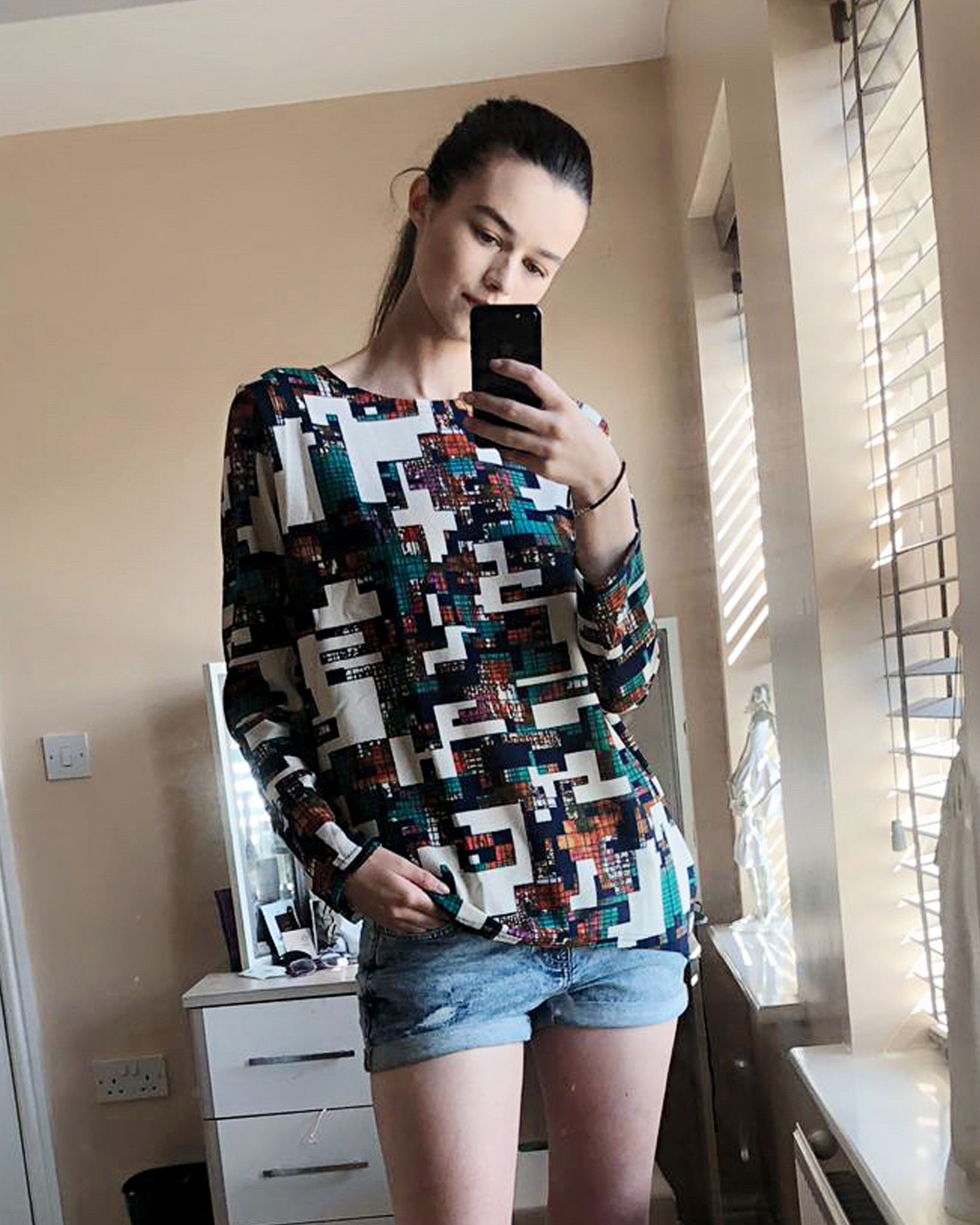 Multi color check print top (BLUE) – CY Boutique